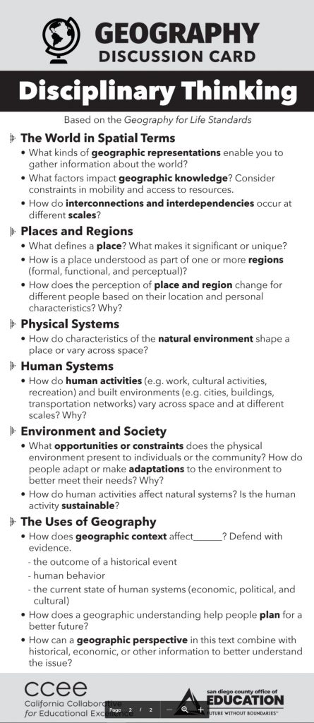 Geography Discussion Card - California Geographic Alliance
